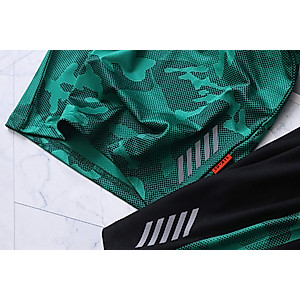 Jellyuu Boys Summer Clothing Sets Kids Short Sleeve Outfit Set Camouflage T-Shirt+ Shorts Sportswear Quick-dry 2Pcs (Green-mesh 9-10 Years)