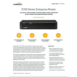 Cradlepoint 1-yr NetCloud SOHO Branch Essentials Plan, and E100 Router with WiFi (300 Mbps Modem), North America