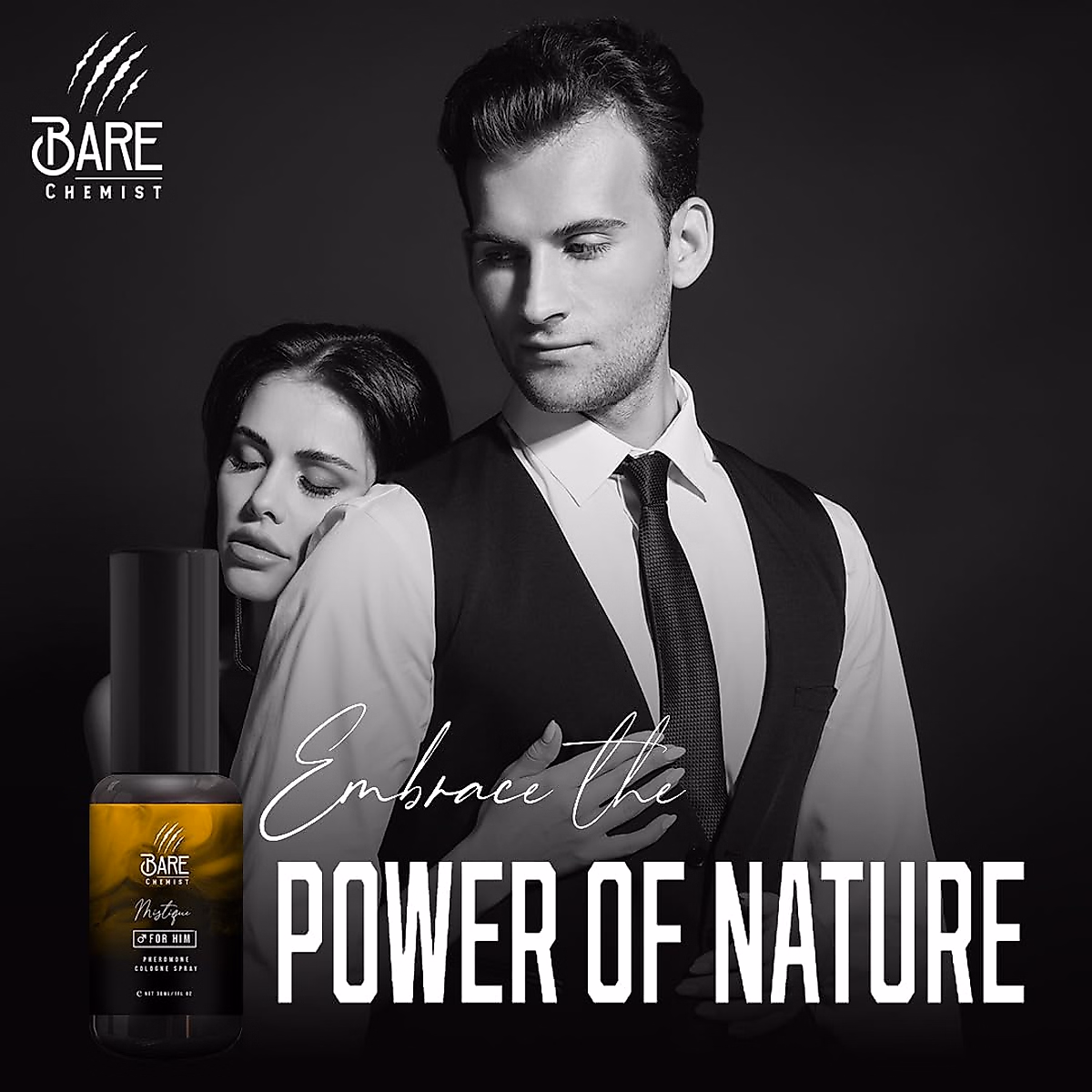 Bare Chemist Mystique Pheromone Cologne for Men – Extra Strong Concentrated Formula – Long-Lasting Exotic Scent – 1.01 Fl Oz Spray