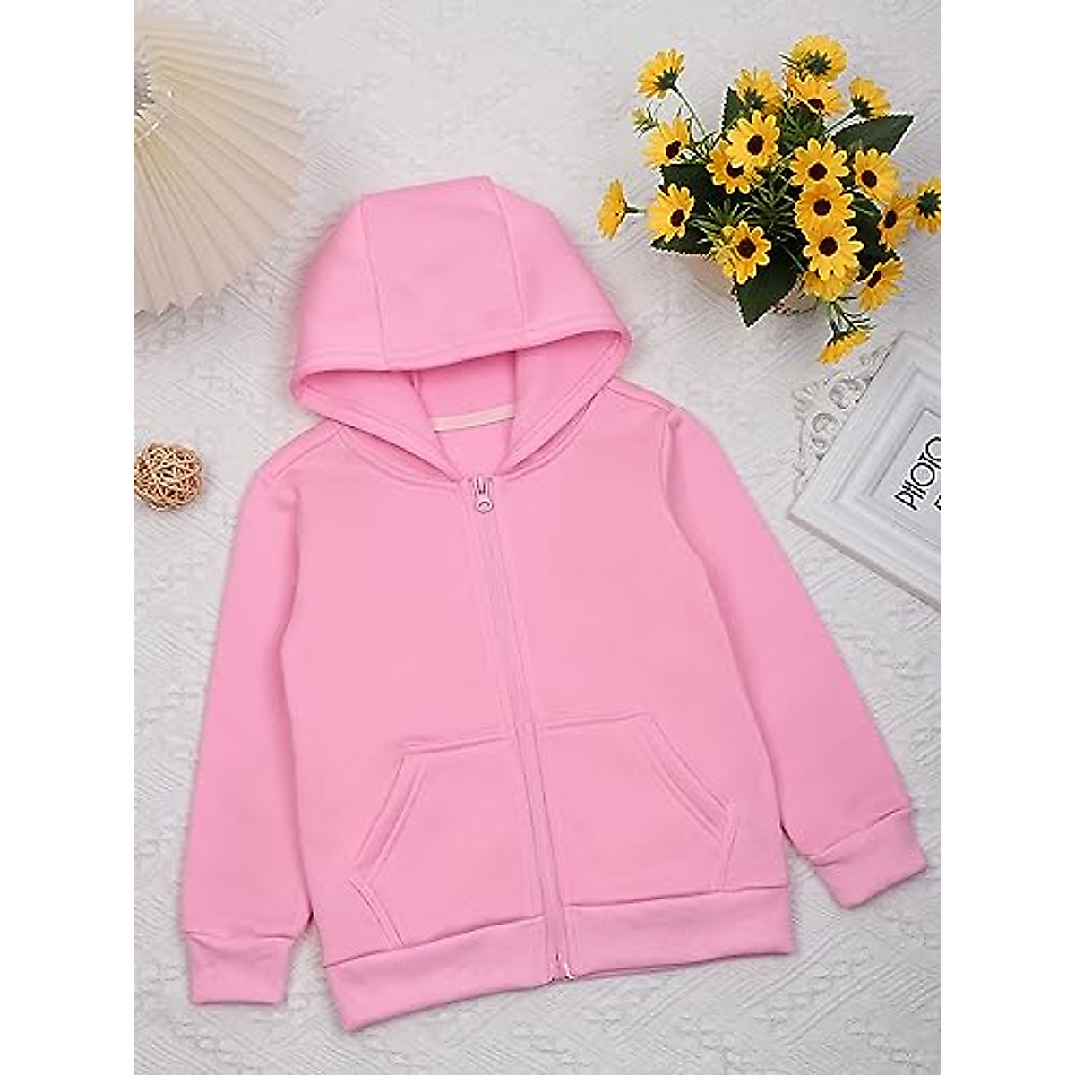 Cooraby 3 Pieces Baby and Toddler Girls Fleece Full-Zip Hoodies Lightweight Jacket with Pockets Winter Coat for Baby Girls