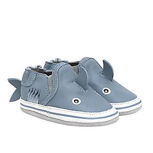 Robeez Baby Boy Anti-Slip Soft Sole Crib Shoes - Infant/Toddler - Blue Pattern - 0-6 Months