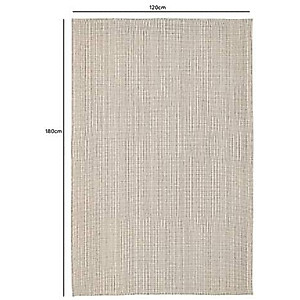 Large Flatweave Tiphede Rug, Scandi/Jute Style Hardwearing Living Room Décor, Off White/Black Weave Pattern Cotton - 3'11" x 5'11" / 120 x 180 cm
