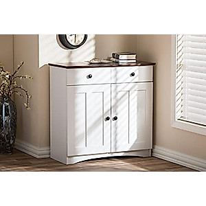 Baxton Studio DR 883400-White/Wenge Cabinet, White/Dark Brown