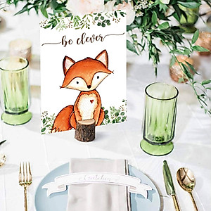 8Pcs Woodland Centerpieces and Wooden Stands, Woodland Animal Baby Shower for Table Decorations, Double Side Forest Themed Birthday Party Supplies, Wild One Birthday Party Decorations for Boys Girls