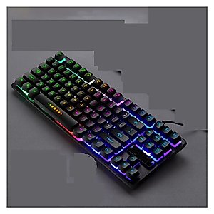 Keyboard Computers Accessories 87 Keys Mechanical Keyboard Wired Gaming Keyboard RGB Mix Backlit Anti-ghosting Blue Red Switch