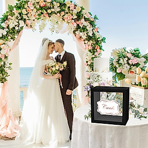 JCTHKUKU Clear Black Card Box for Party, Rectangular Cards Box Gift Cards Receiving Box Holder for Wedding, Bridal & Baby Showers, Graduation, Birthday, Retirement, Anniversaries Party Decorations