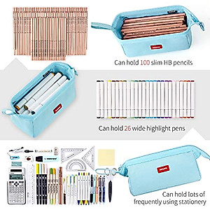 CICIMELON Pencil Case Large Capacity Pencil Pouch Pen Bag for School Teen Girl Boy Men Women (Blue)