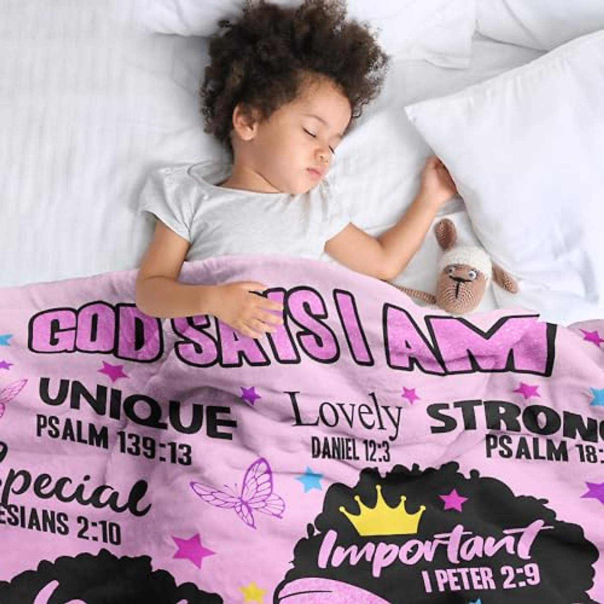 OIIJZzy African American Black Girl Blanket for Kids, Black Girl Magic Blanket for Baby Toddler, Afro Princess Throw Blanket for Sofa Bedroom Birthday Gift Decor 60"x50"
