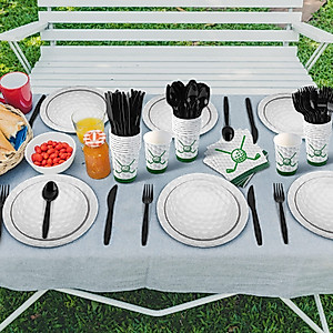 durony 168 Pieces Golf Party Decorations Including Golf Paper Plates Napkins and Cups Disposable Tableware Set for Golf Sports Theme Party Supplies Serve 24 Guests