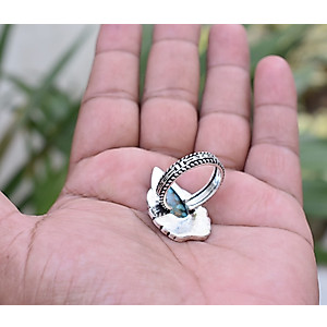 Rekha Gems Blue Copper Turquoise Ring, 925 Sterling Silver Ring, Vintage Ring , Handmade Ring, Birthday Gift, Blue Stone Ring, Boho and Hippie, Ring, Turquoise Ring, Turquoise Jewelry- BTQ-29 (8.50 US)