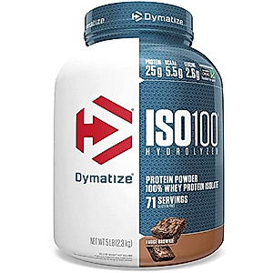 Dymatize ISO 100 Hydrolyzed Whey Protein Powder Isolate, Fudge Brownie, 5 Pound