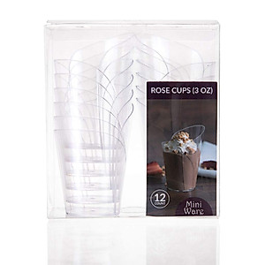 Enchanting MiniWare Rose Cup, 3 oz. - 12 Count - Elegant Clear Plastic Tableware, Perfect for Everyday Use