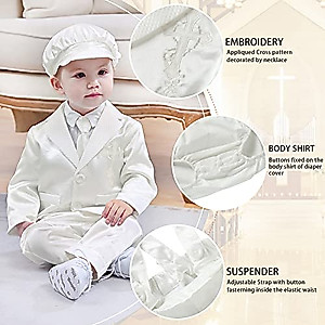 Booulfi Baptism Outfits for Boys Baby Boy Christening Outfit White Fall Clothing Wedding Suit Blessing Gifts 6-9 Months