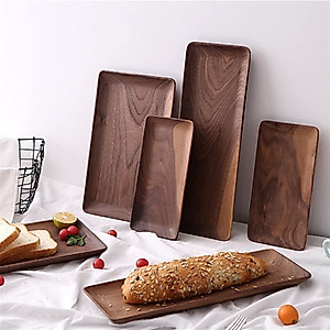 MSMMZ Serving Trays Walnut Wood Serving Tray Square Rectangle Tea Coffee Snacks Tray Breakfast Sushi Dessert Cake Plate Hotel (Color : Plus 15x40)