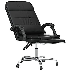 WEHUOSIF Scandinavian Minimalist Massage Reclining Office Chair, Black Faux Leather