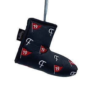 Fairway Golf | Blade Putter Cover | Premium Putter Headcover Protector with Strong Magnetic Closure | Fits Scotty Cameron Taylormade Odyssey etc. | 19th Hole Flag | Black