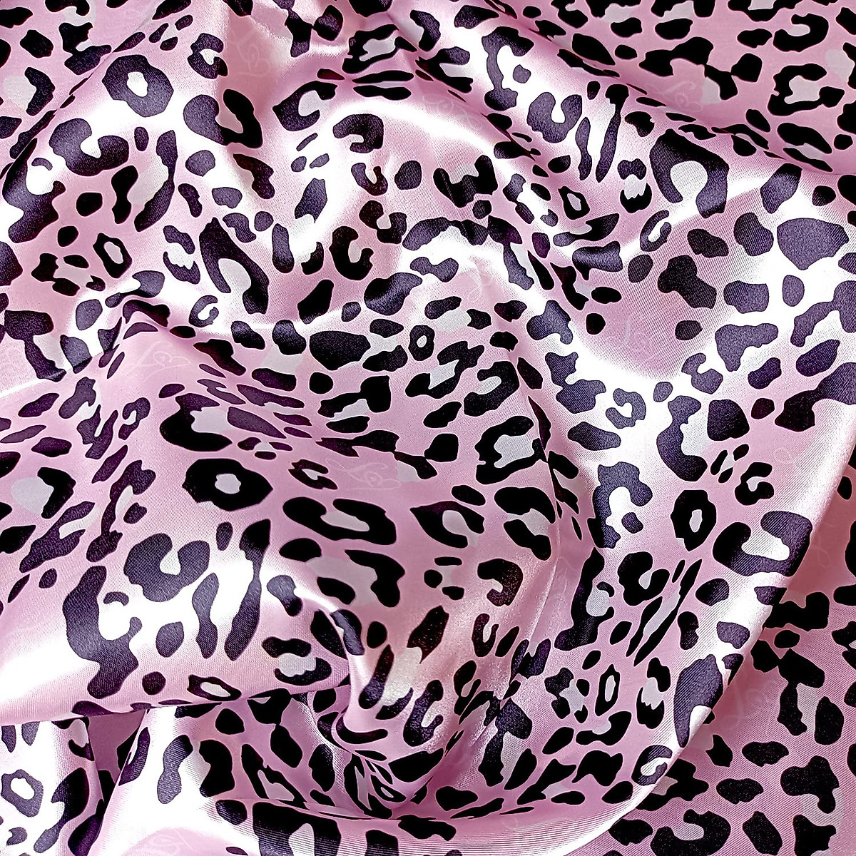 Satin Print Fabric Cheetah Pattern for Craft and Decoration (1Yd, Pink&Black)