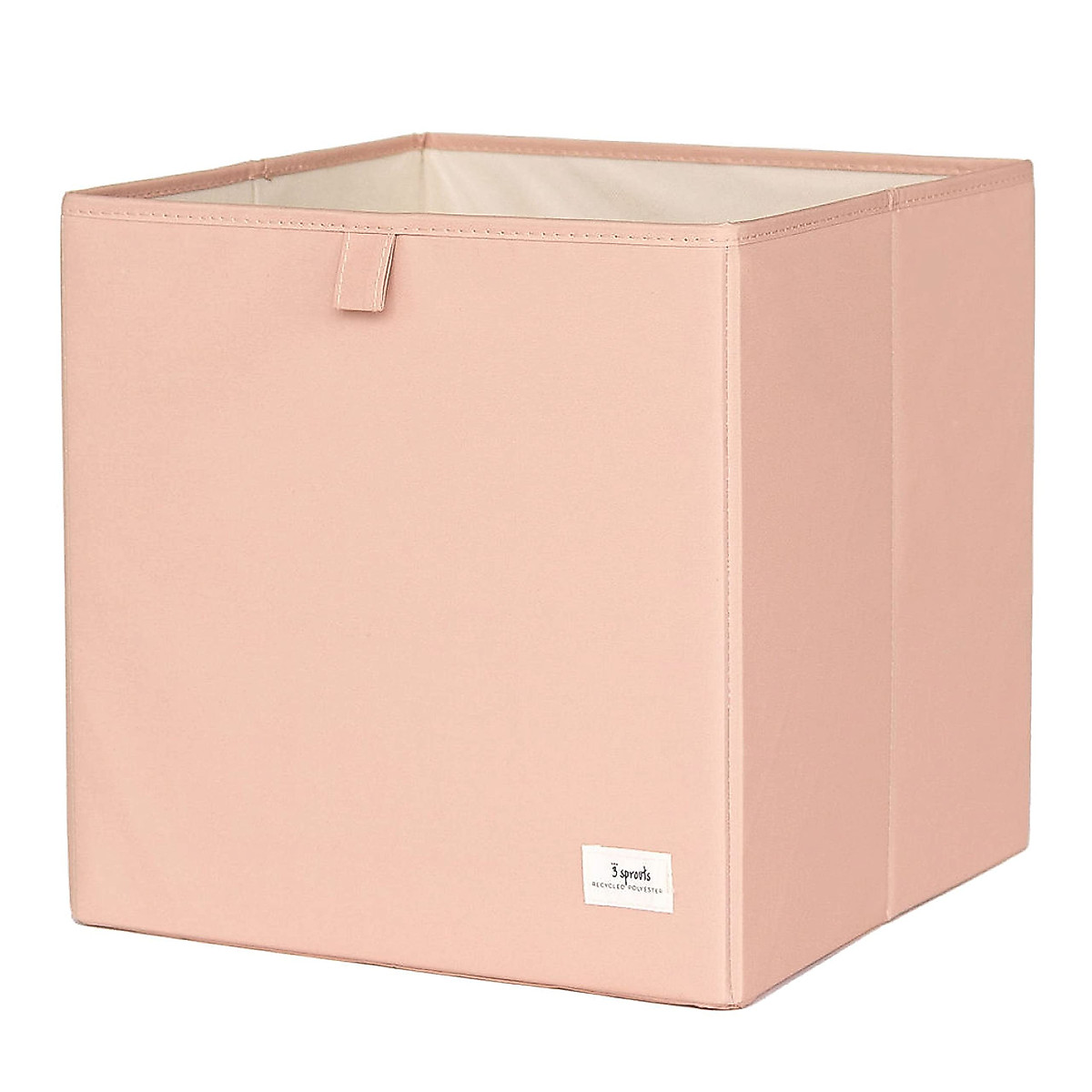 3 Sprouts Recycled Fabric Cube Storage Bin - 13 Inch Collapsible Organizer for Cube Shelving Systems, Kids Cubby Bins - Clay