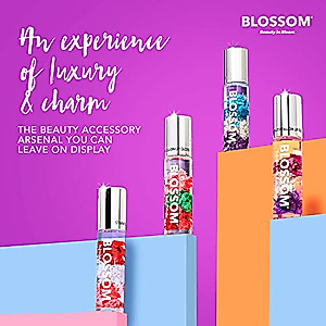 Blossom Scented Roll on Lip Gloss, Infused with Real Flowers, Made in USA, 0.3 fl. oz./9ml, 3 pack Mini Gift Set, Strawberry, Watermelon, Mango