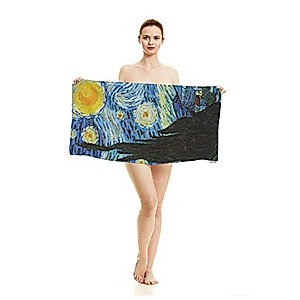 oFloral Van Gogh Classic Arts Starry Night Hand Towels Cotton Washcloths,Comfortable Soft Towels for Bathroom/Kitchen/Yoga/Golf/Hair/Face Towel for Men/Women/Girl/Boys 15X30 Inch