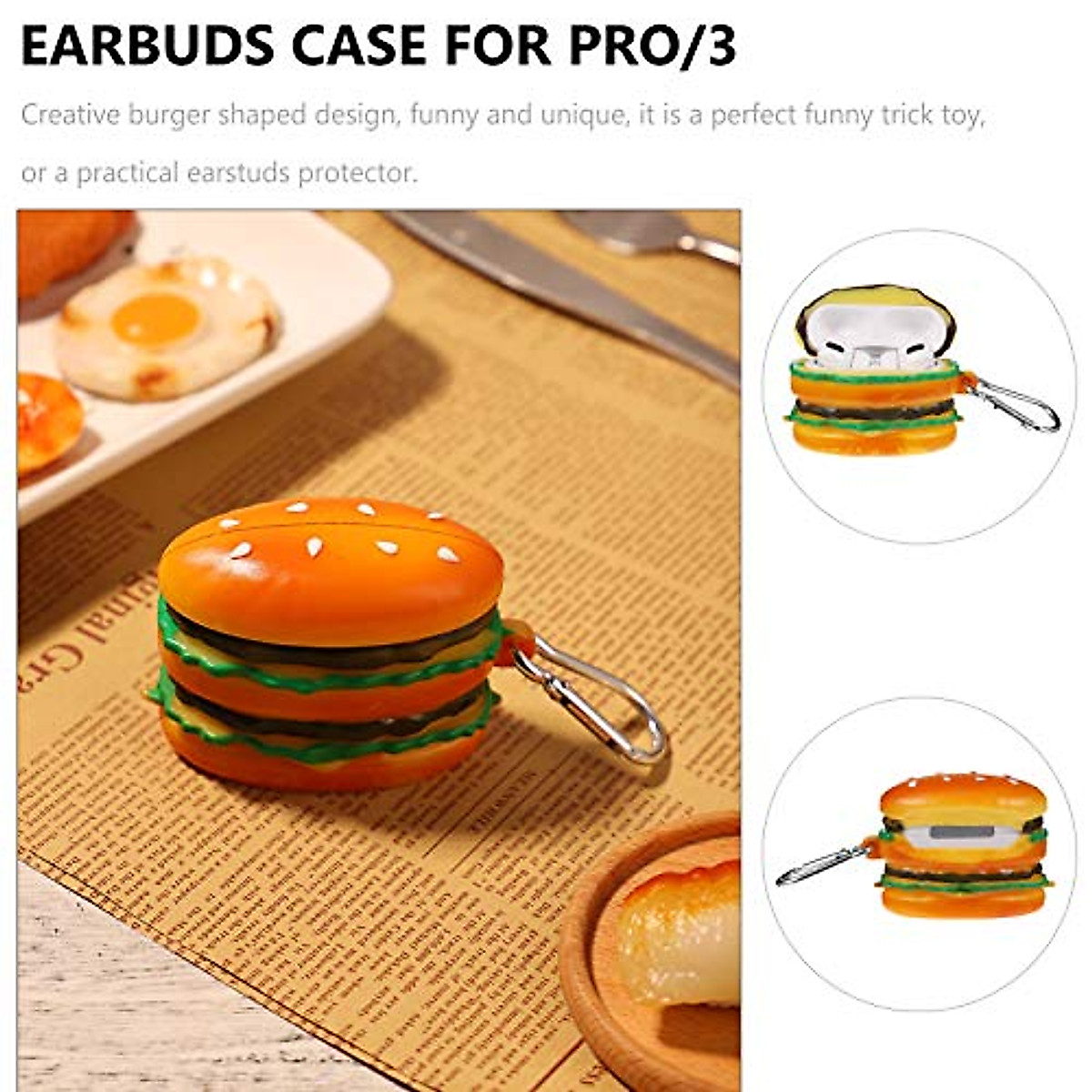 Earbuds Case Earpieces Protector Burger Box Compatile for Pro/ 3