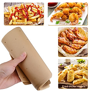 WMKGG Unbleached Air Fryer Parchment Paper, 100 PCS Perforated Disposable Air Fryer Liners for Ninja Foodi Grill 5-in-1 AG301 4qt Air Fryer