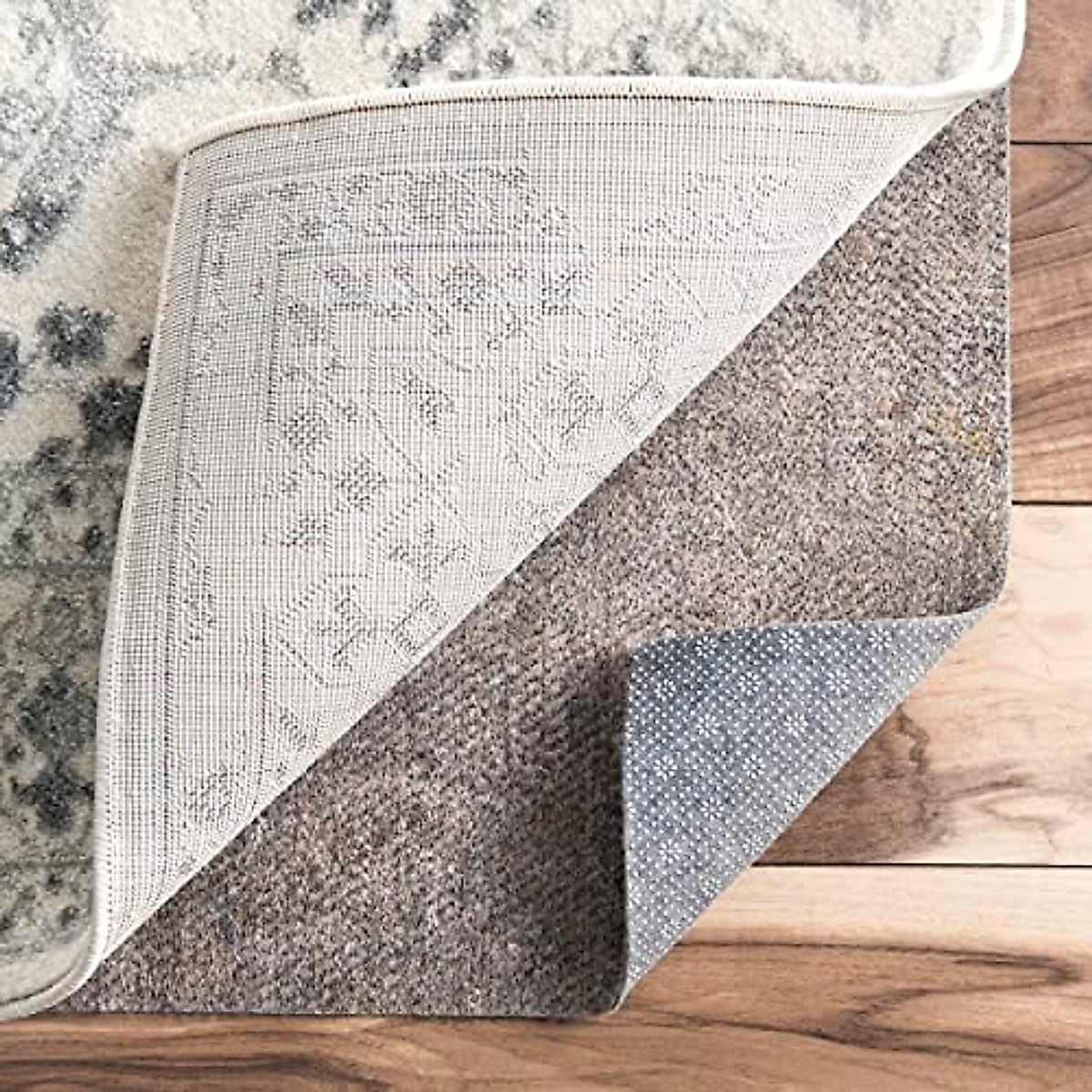 nuLOOM Ultra Premium Eco Friendly Non-Slip Felt Thick Rug Pad, 4' Round, Grey