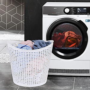 Sadstory 40 L Plastic Laundry Hamper, Large Plastic Storage Baskets, White, 6 Packs