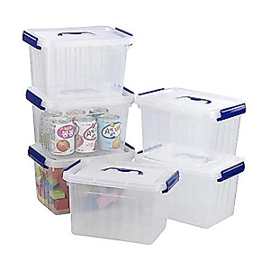 EudokkyNA Clear Storage Box with Lid, 6 Liter Plastic Bins Set of 6