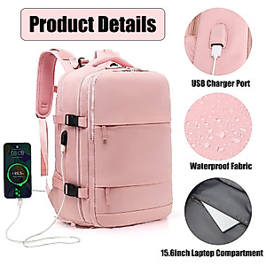 Large Travel Backpack for Women,Carry On Laptop Backpack for Hiking,College Bookbag,Outdoor Sports Bag,Casual Daypack with USB Port & Shoe Compartment,Fits 17 Inch,Men & Lady,Pink1