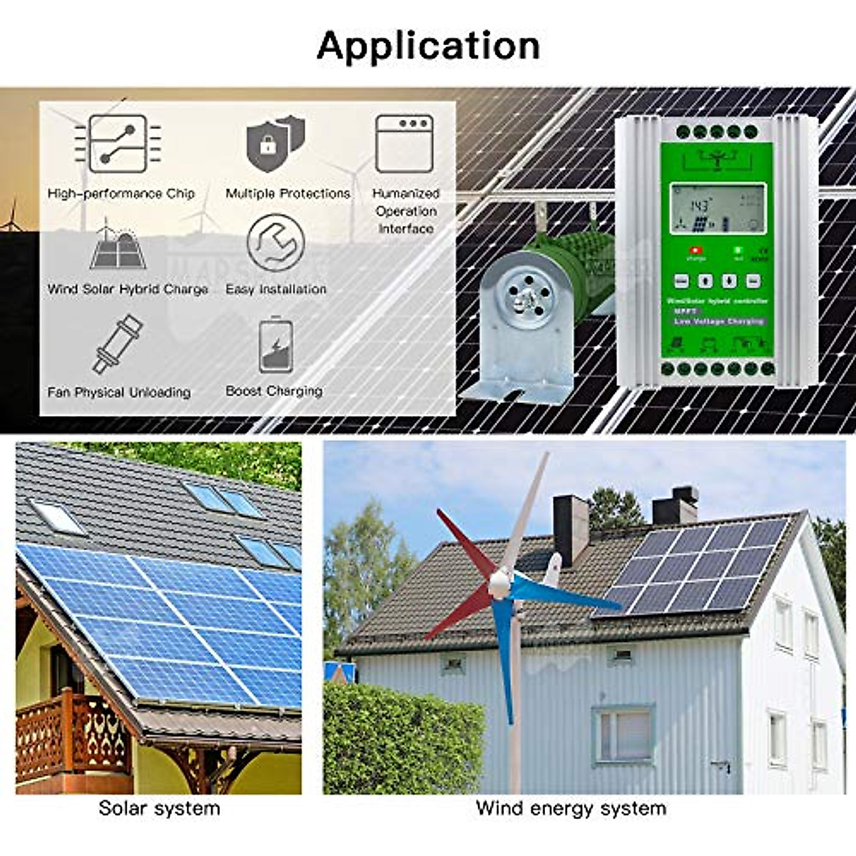 Original Factory 1400W 12V/24V Off Grid MPPT Wind Solar Hybrid Charge Controller Design for 0- 800W Wind with 0- 600W Solar Panel system with Booster Function and Dump Load