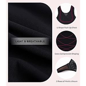 REYEOGO Women Thong Shapewear for Tummy Control Open Bust Body Shaper Compression Fajas Waist Trainer Corset (Black, Medium)