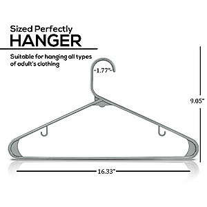 Utopia Home Plastic Hangers 100 Pack - White Hangers 50 Pack with Shoulder Grooves & Grey Hangers 50 Pack with Hooks - Heavy Duty Slim & Sturdy Clothes Hangers