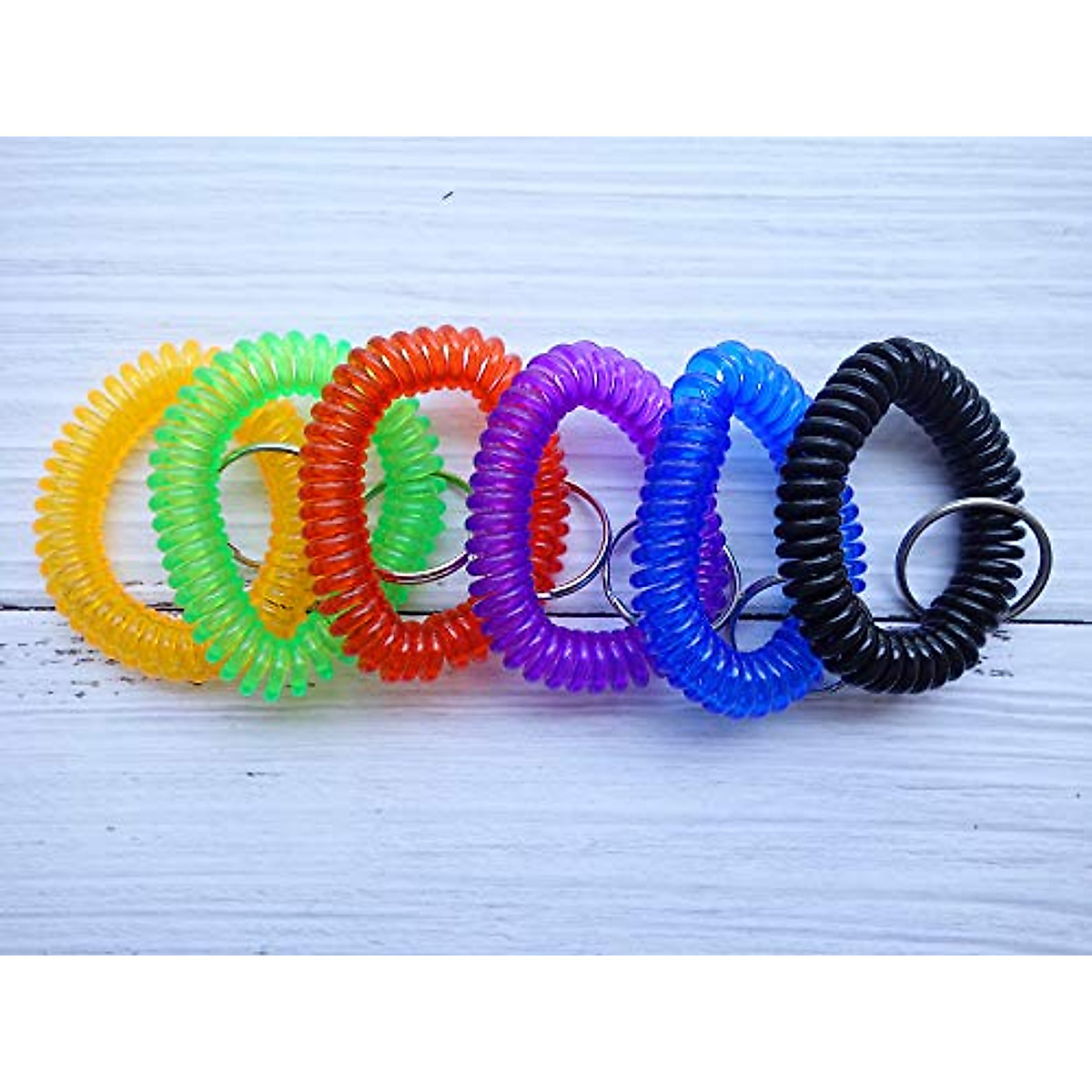 Smanzu 10 Pack Wrist Coil Keychain Wristband Key Holder Stretchable Spiral Key Ring Bracelet for Pool Gym ID Badge(Mixed Color)