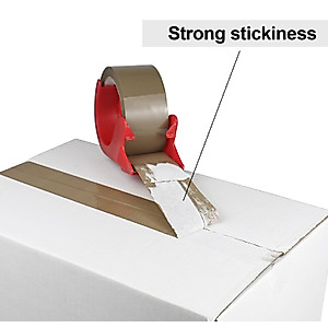 BOMEI PACK Brown Packing Tape with Dispenser, 2.4 Mil 1.88 Inch x 60 Yards, 6 Refills Rolls Packaging Tape for Moving, Shipping and Storage