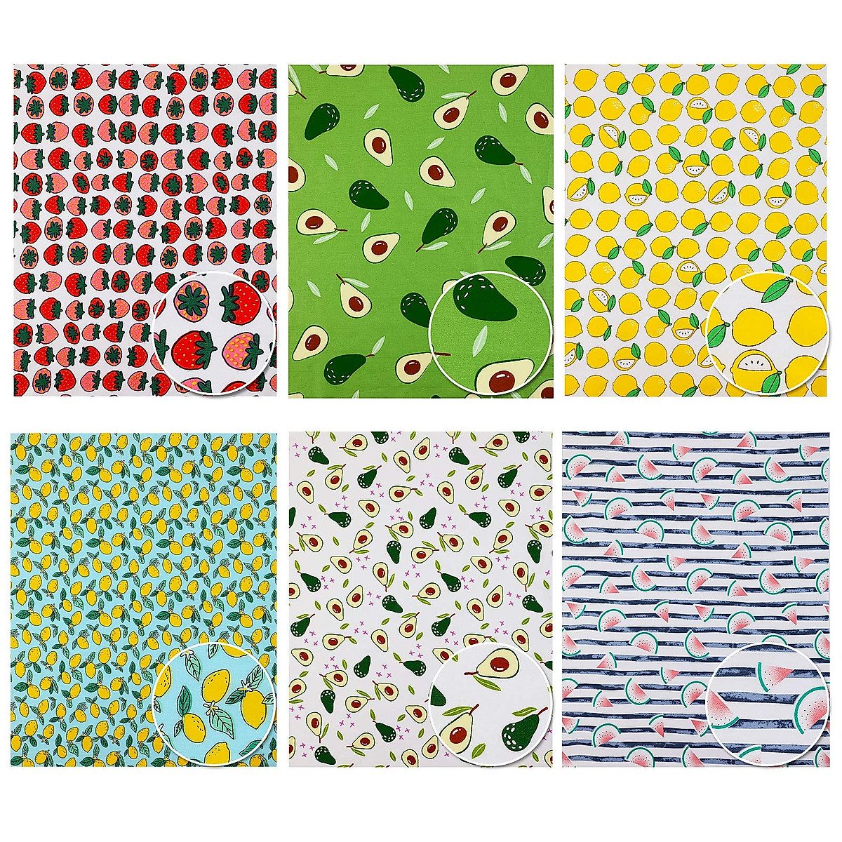 12 Pieces Printed Fruit Fabric Fruit Fat Quarters Fruit Pattern Fabric Bundles Quilting Sewing Patchwork Fabric for DIY Scrapbooking Art Craft Sewing Projects, 20 x 16 Inch/ 50 x 40 cm