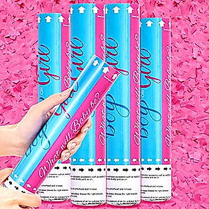 Gender Reveal Confetti Cannons - Biodegradable Gender Reveal Poppers for Birthdays, Baby Showers Confetti Shooter Party Celebration Supplies - 4 Pink Confetti