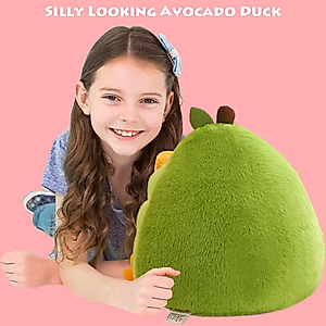 ELAINREN Avocado Duck Plush Toy Chubby Avocado Stuffed Duck Pillow, Food Duckling Plush Dolls/15.7''