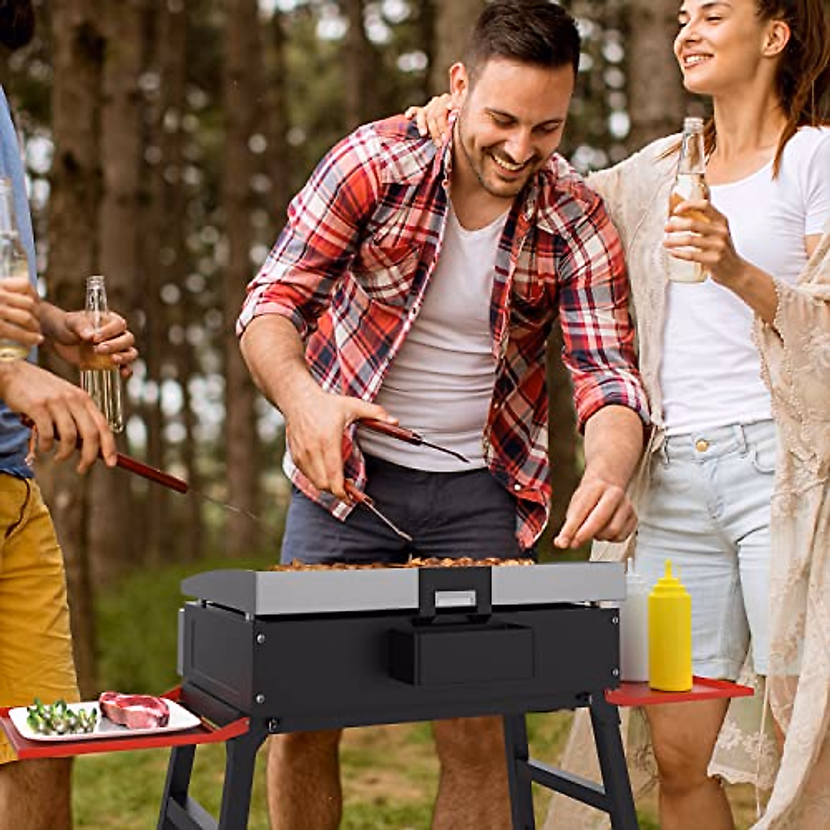 MixRBBQ Universal Griddle Stand for Blackstone 17" 22" Tabletop Griddle, Adjustable Table with Dual Side Shelf Grill Accessories for Outdoor Camping