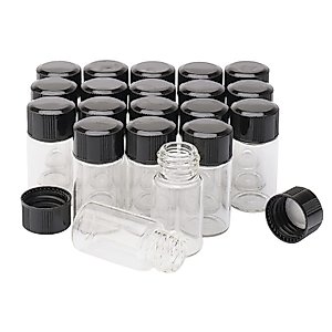 JIUWU 20pcs 3ml Glass Bottles with Cap Transparent Clear Empty Plastic Bottles Jars