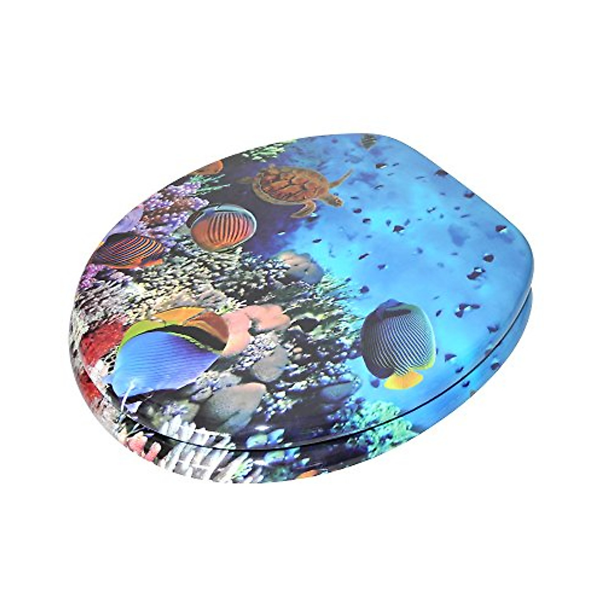 Sanilo ROUND, Silent Slow Close, Molded Wood, Adjustable Toilet Seat, Ocean