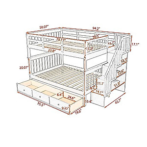 HYC Stairway Bunk Bed with 3 Drawers White