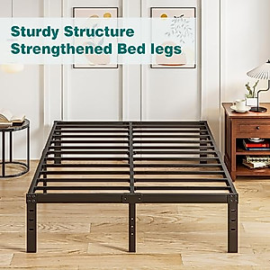 ZIYOO California King Bed Frames, 18'' Platform Bed Frame, 2000lbs Heavy Duty Steel Slat, Non-Slip Design, No Box Spring Needed, Easy Assembly, Quiet Noise Free, Under Bed Storage Space