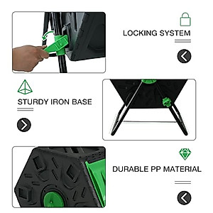 LUCKYERMORE Dual Chamber Tumbling Composter, 2-17.2 Gallon Outdoor Rotating Compost Tumbler Bin with 2 Sliding Doors and Lockable Brake for Garden Yard