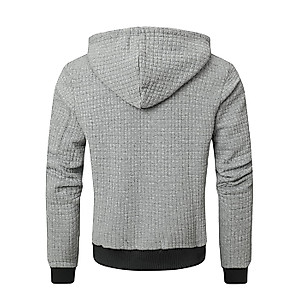 SAVKOOV Mens Lightweight Hoodie Full Zip Sweatshirt Casual Jacket Coat Gray