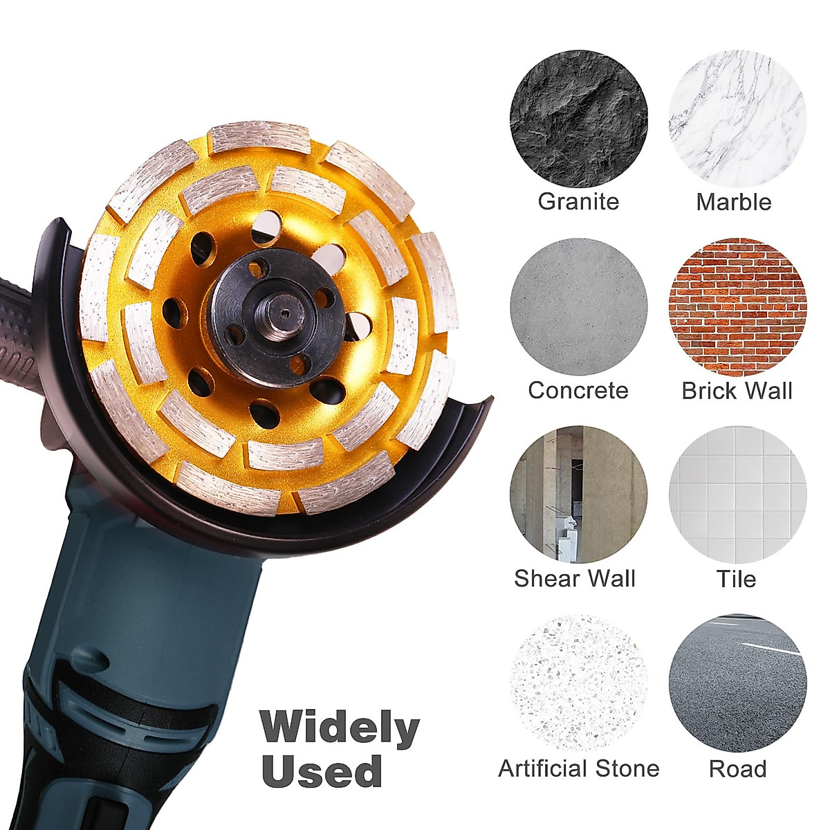 PRETEC 4 1/2 inch Concrete Grinding Wheel, 2 Packs 14-Segment Turbo Row & 18-Segment Double Row Grinder Wheel Grinder Disc for Polishing and Cleaning Concrete Surface, Cement, Marble, Granite