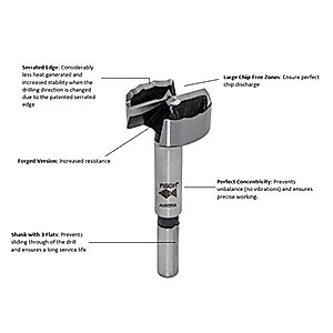 Fisch FSA-196037 16pce Wave Cutter Forstner Bit Set In Custom Wooden Box, Includes bits from 1/4-Inch up to 2-1/8-Inch