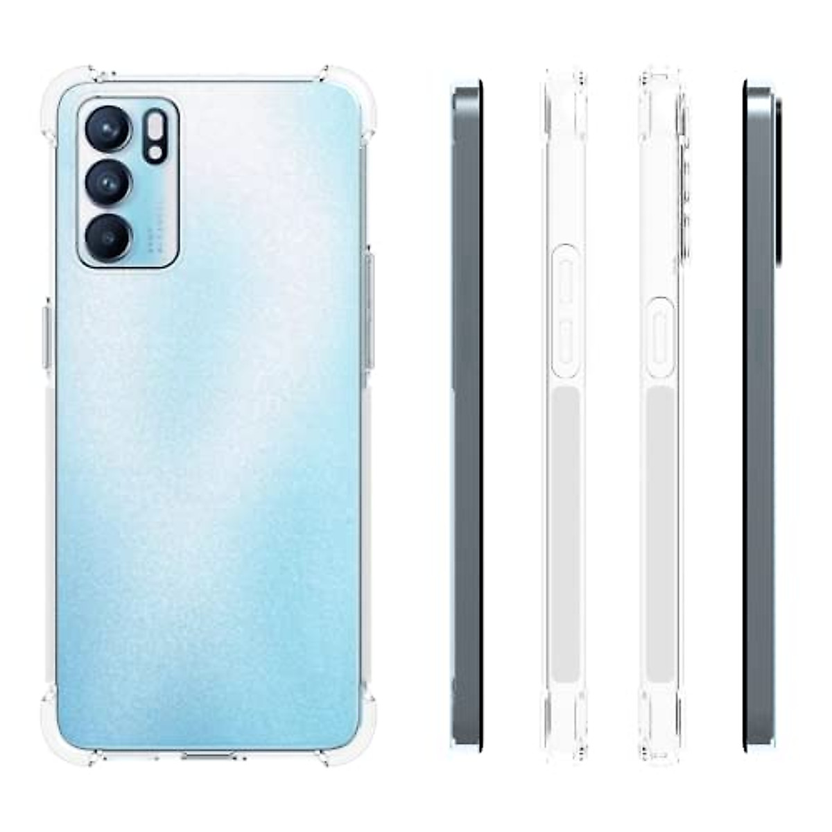 USTIYA Case for Oppo Reno 6 5G Clear TPU Four Corners Protective Cover Transparent Soft funda