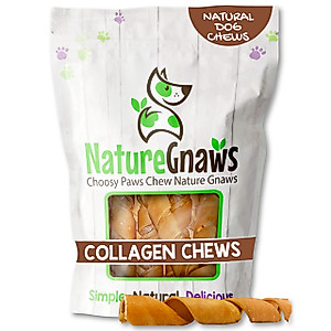 Nature Gnaws Collagen Springs for Dogs (10 Count) - Long Lasting for Small and Medium Dogs - Natural Beef Hide Dog Chew Bones