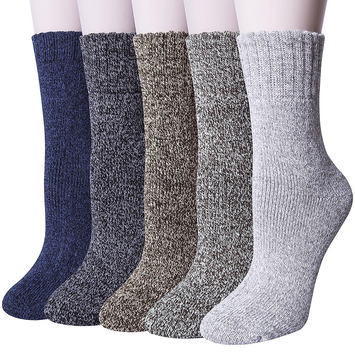 YSense 5 Pairs Women's Wool Socks - Thick Knit Warm Winter Socks; Cozy & Comfy Gifts